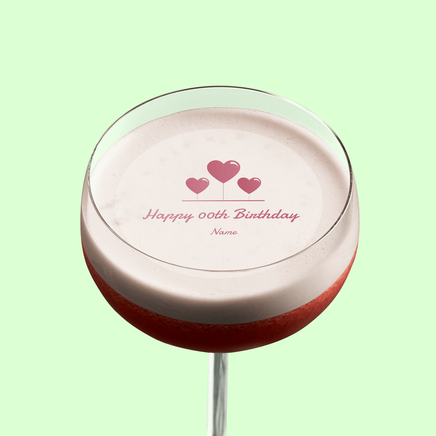 Cute Hearts Birthday Drink Topper - Edible Cocktail Toppers