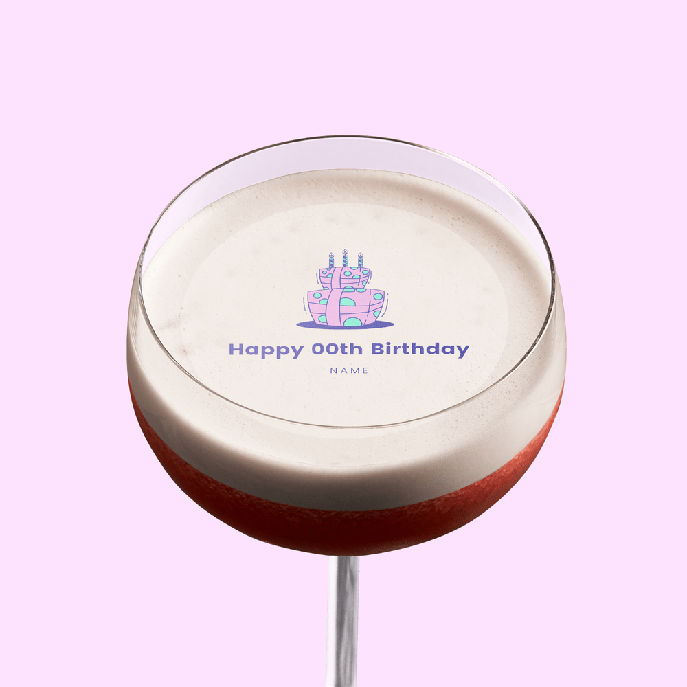 Pink Birthday Cake Drink Topper - Edible Cocktail Toppers
